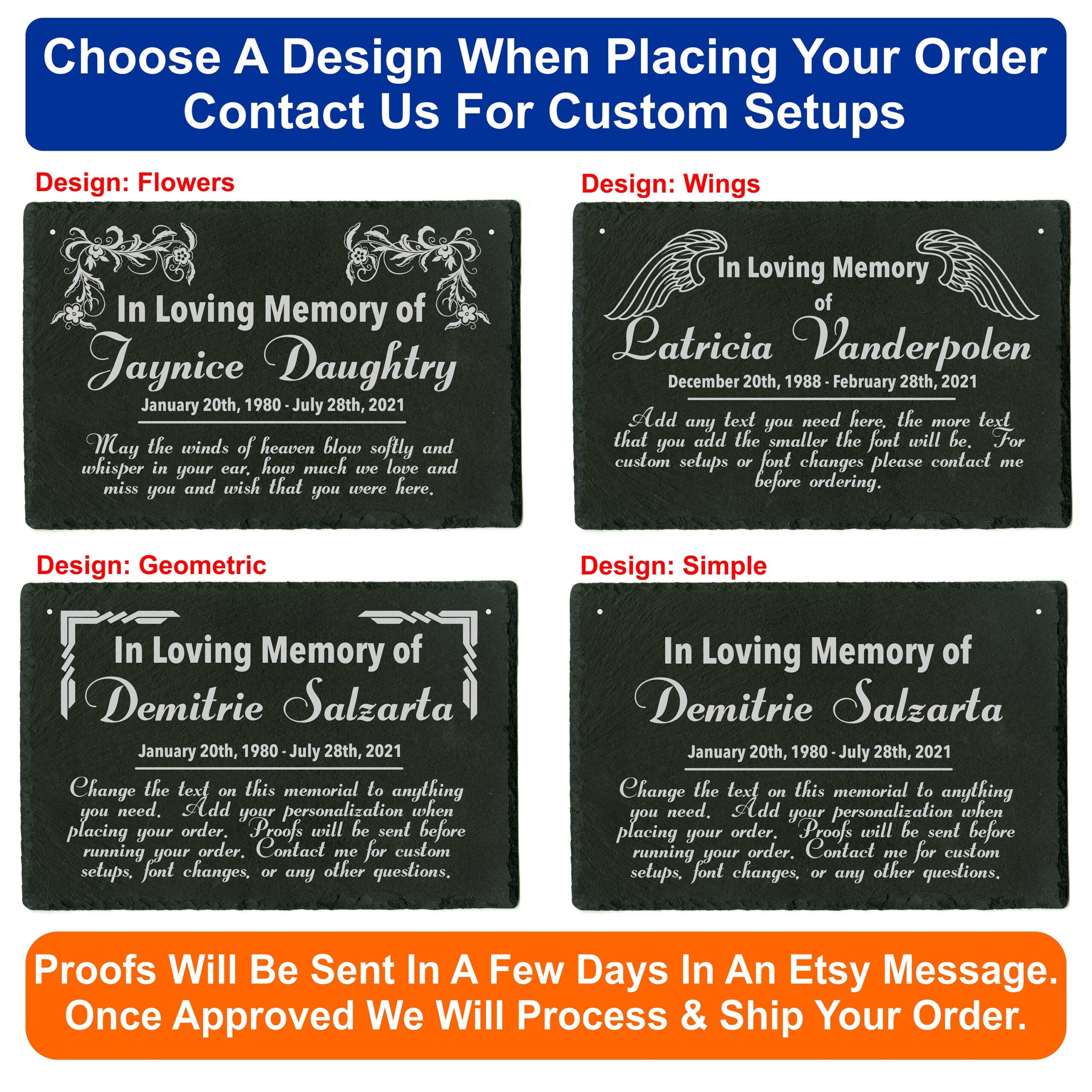 Custom 8”x12” Hanging Slate Sign For Memorial Garden Plaque, Loss of ...